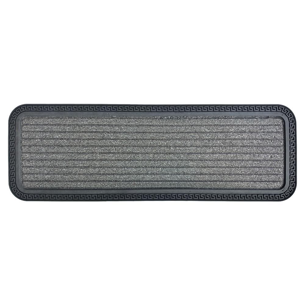 Ottomanson Outdoor Collection Rubberback Gray 10 in. x 30 in. ., Stair ...