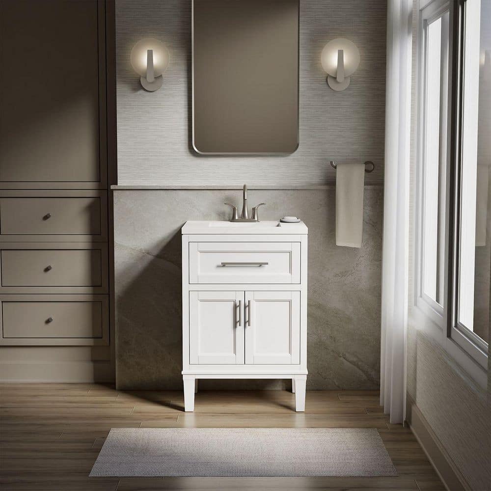 KOHLER Chesil 24in. Single Sink Freestanding White Bath Vanity with ...