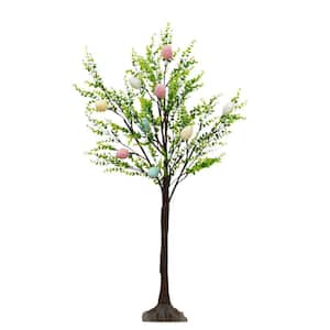 Nearly Natural 3 ft. Pre-Lit Artificial Easter Twig Tree with 40 Egg ...