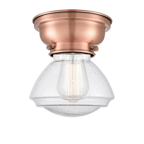 Innovations Olean 6.75 in. 1-Light Antique Copper Industrial Flush ...