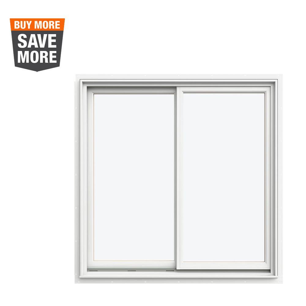 JELD-WEN 47.3125 in. x 47.5625 in. W-5500 Left-Hand Sliding Wood Clad ...