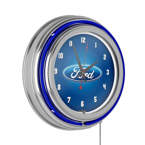 Ford Blue Oval Lighted Analog Neon Clock FD8-HD - The Home Depot