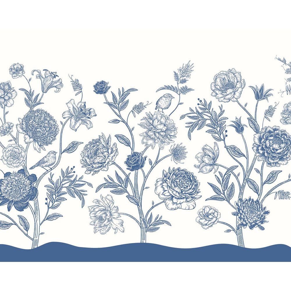 Brewster 19.7 in. x 0.025 in. Blue Animals Origin Murals Jacobean Rose ...