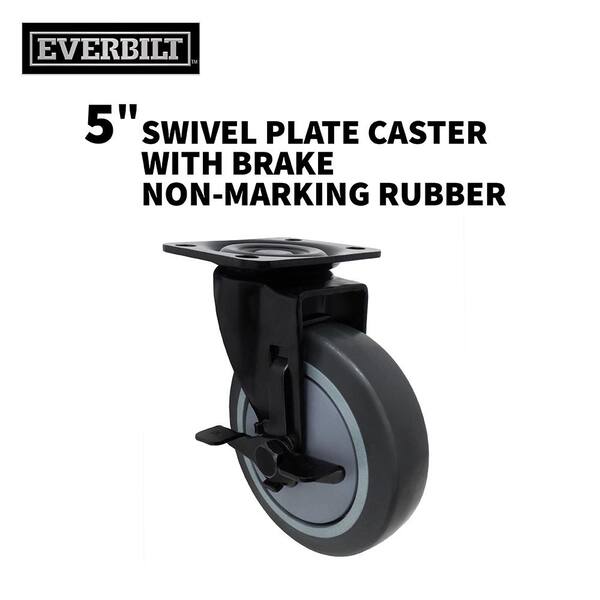 Everbilt 5 in. Gray Rubber Like TPR and Black Steel Swivel Plate Caster ...