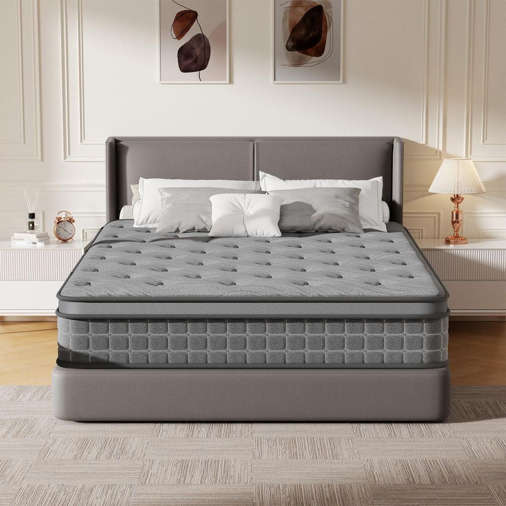Somnify King Size Firm 12 in. Gel Memory Foam Hybrid Mattress with ...