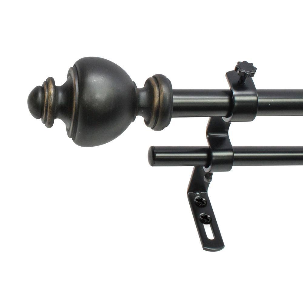 Montevilla Urn 26 in. - 48 in. Adjustable Double Curtain Rod 5/8 in. in ...