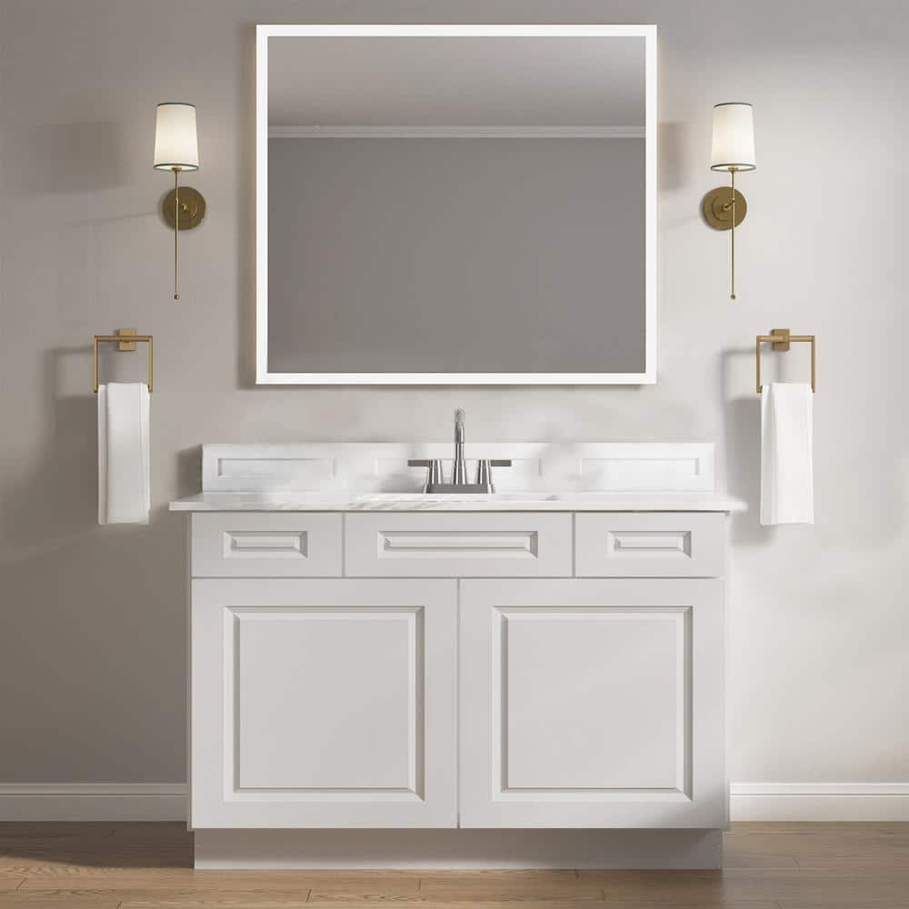 HOMLUX 2-Drawer 48 in. W x 21 in. D x 34.5 in. H Ready to Assemble Bath ...