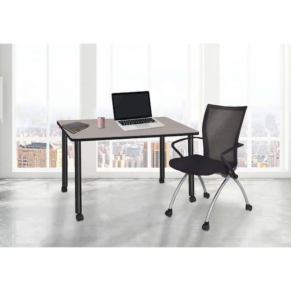 Regency Kee 48 in x 24 in. Maple Brown Top Mobile Desk, Black Legs ...