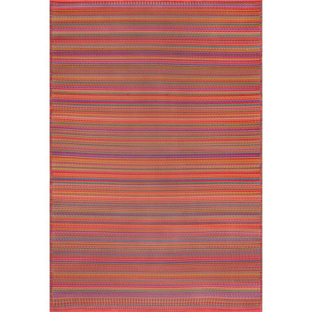Tayse Rugs Sunset Stripe Red 5 ft. x 7 ft. Indoor/Outdoor Area Rug ...
