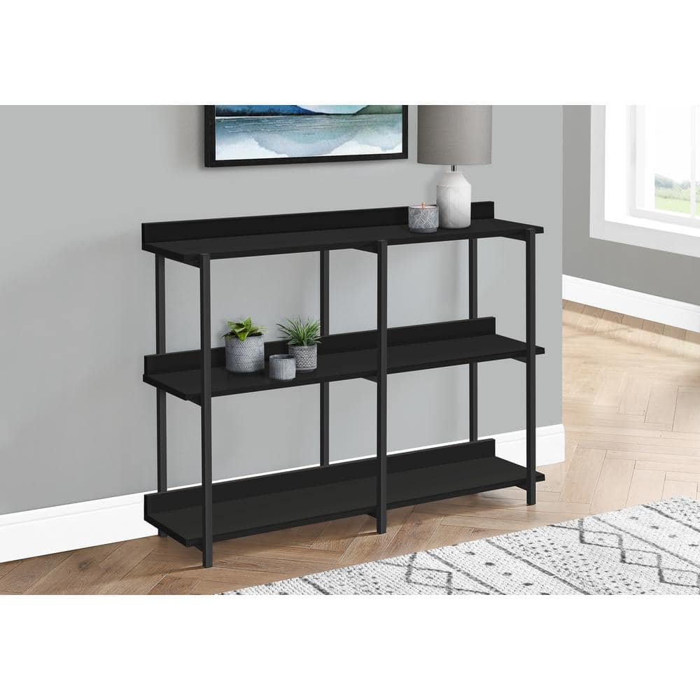 47.25 in. Black Rectangle Particle Board Console Table with Shelves HD ...
