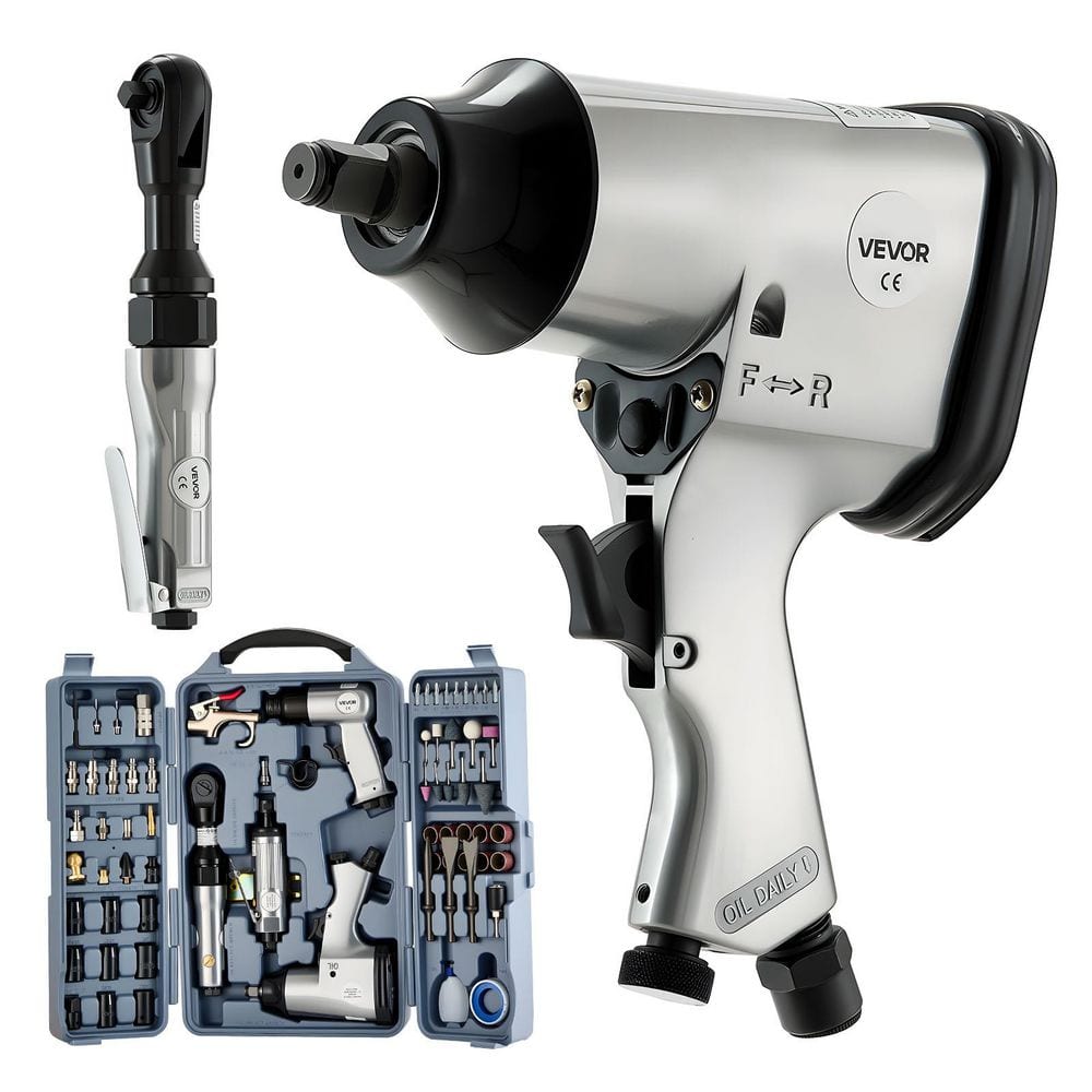 VEVOR 71-Piece Pro Air Tool Kit, 1/2 in. Air Impact Wrench, 3/8 in ...