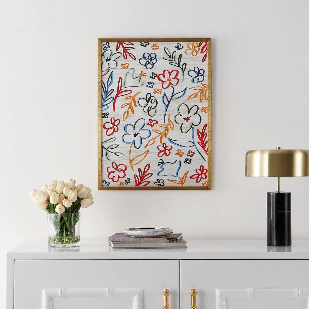 SAFAVIEH Flower Parade Framed Mixed Media Abstract Wall Art 4 in. x 21 ...