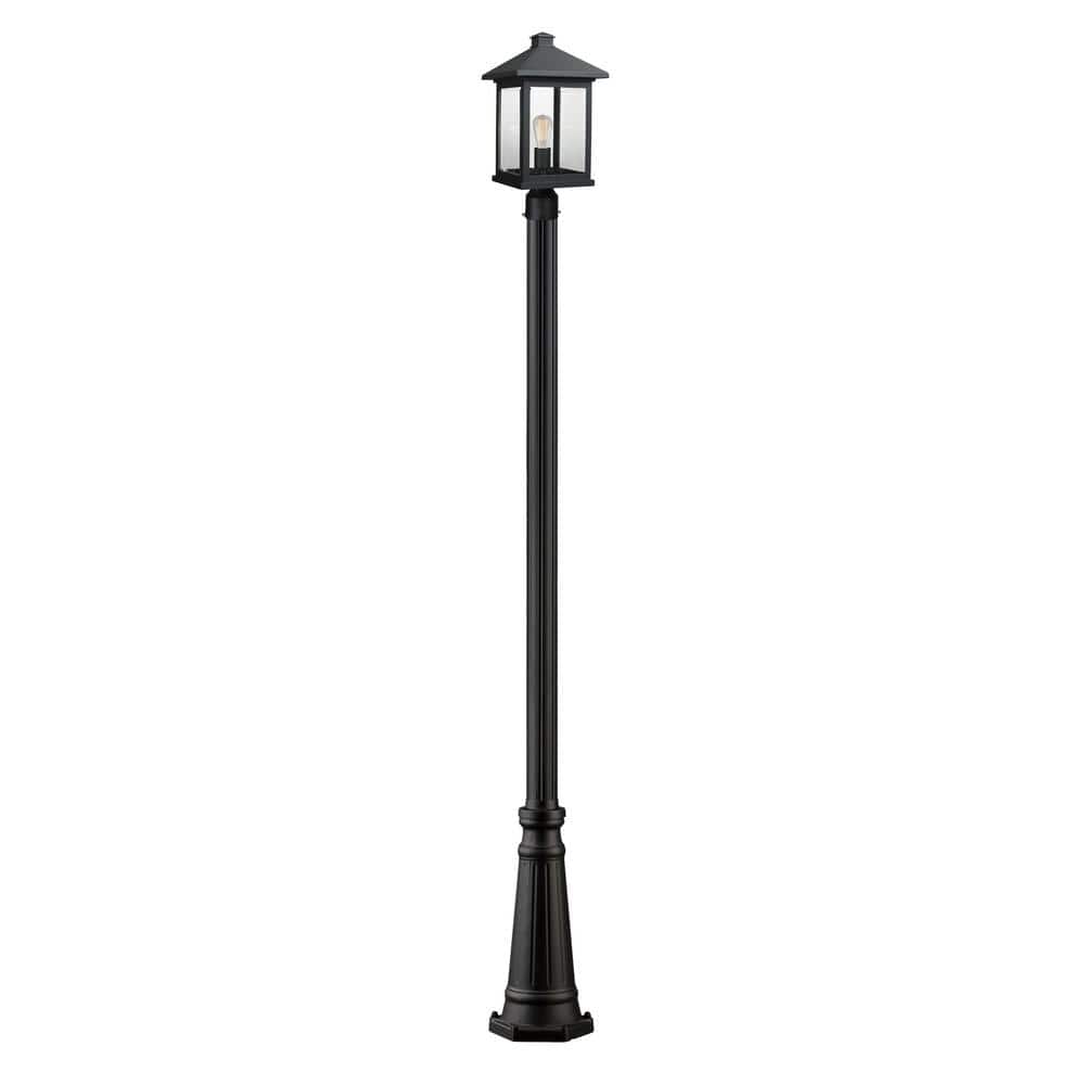 Portland 1-Light Black 112.25 in. Aluminum Hardwired Outdoor Weather ...