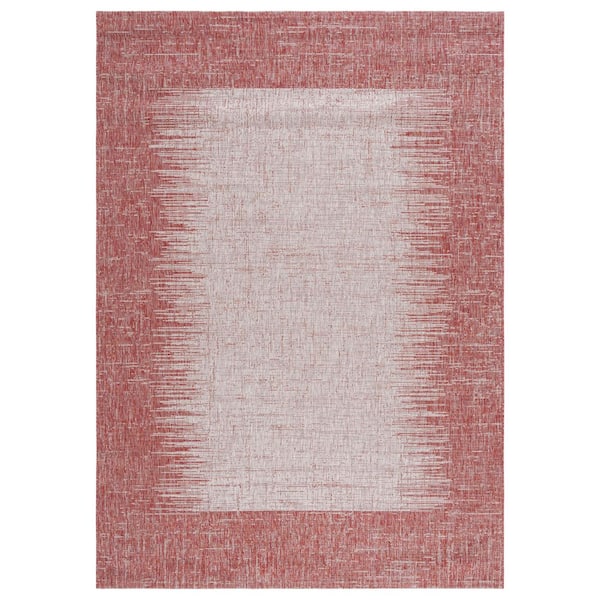 SAFAVIEH Courtyard Rust/Beige 7 ft. x 10 ft. Gradient Border Indoor ...