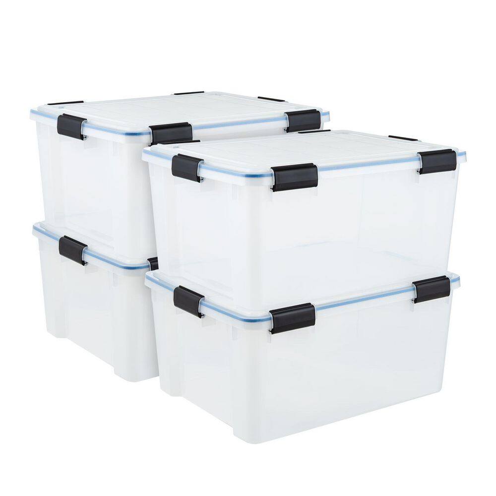 IRIS 44 qt. /11 Gal Plastic Storage Bins with Sealed Lids, Clear Gasket ...