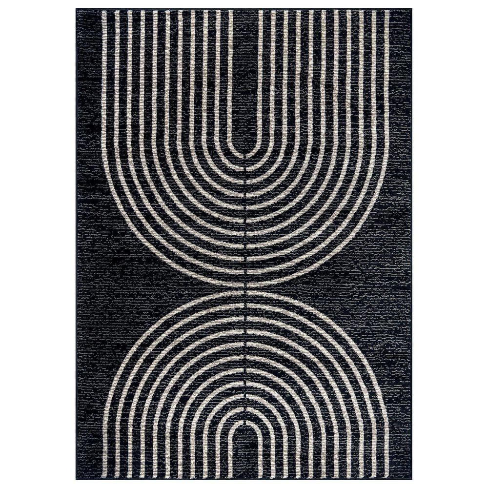 World Rug Gallery Contemporary Arch Design Area Rug Black 5 ft. x 7 ft ...