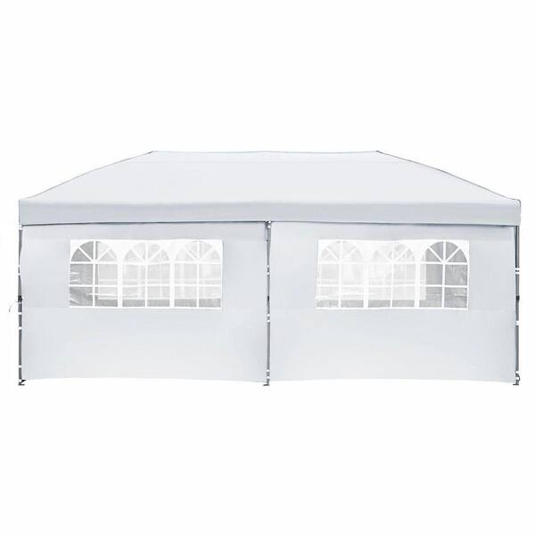 Zeus & Ruta 10 ft. x 20 ft. White Pop Up Canopy with Sidewalls and ...