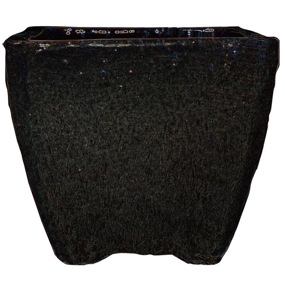 MARIPOSA POTTERY 22.75 in. Ceramic Large Square Pot in Black Gloss ...