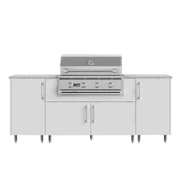 WeatherStrong Golden Sky 86.5 in. W 4-Burner Propane Grill Island in ...