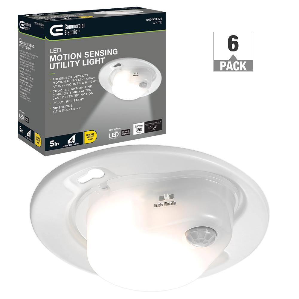 Commercial Electric 45-Watt Equivalent E26 5 in. Motion Sensing Closet ...