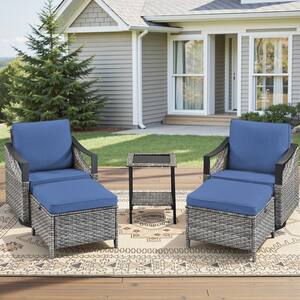 Buenaola 3-Piece Wicker Patio Conversation Sets, Outdoor Chat Sets with ...