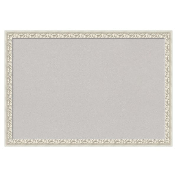 Amanti Art Bethany Silver 26 in. x 18 in., Wood Framed Grey Cork Memo ...