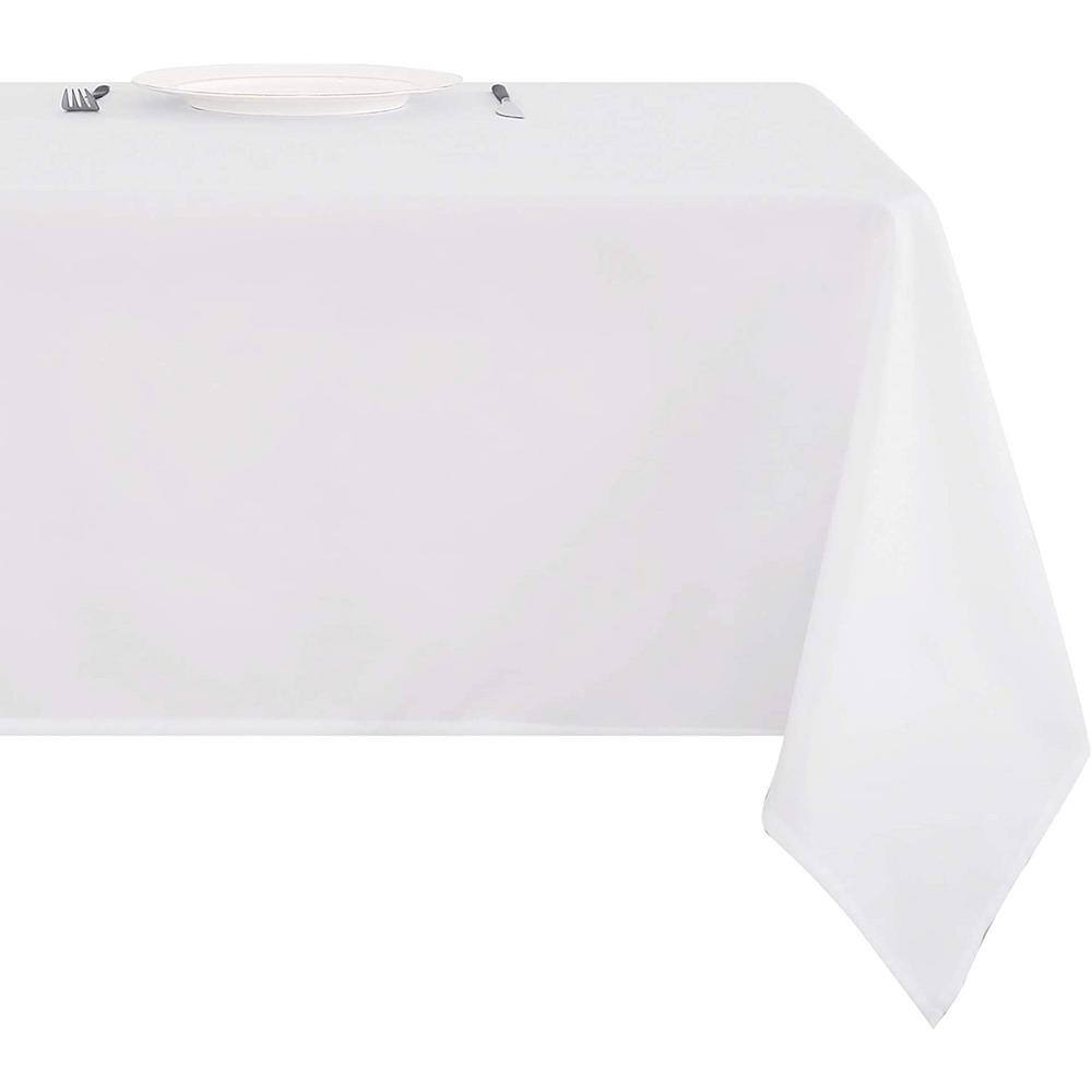 Pro Space 60 in. x 84 in. White Linen Faux-Fabric Rectangle Waterproof ...