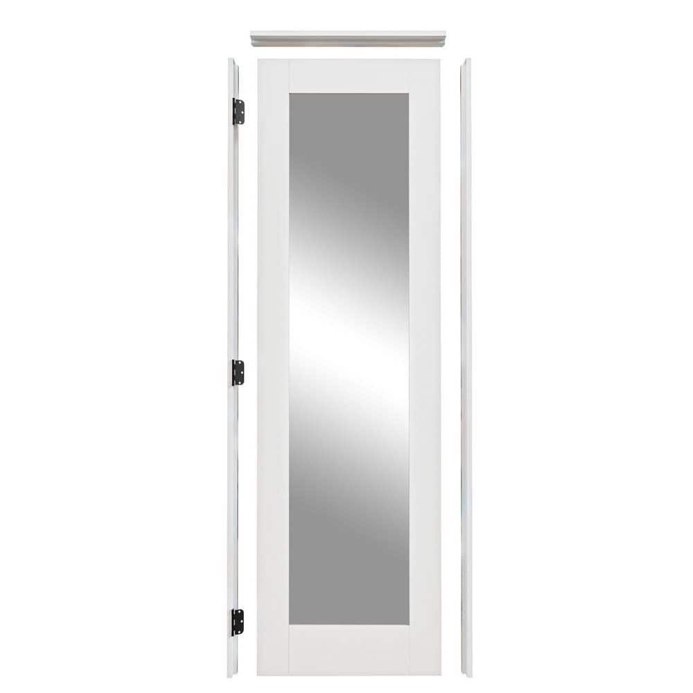 ARK DESIGN 24 in. x 96 in. Right 1-Lite Mirrored Glass White MDF ...