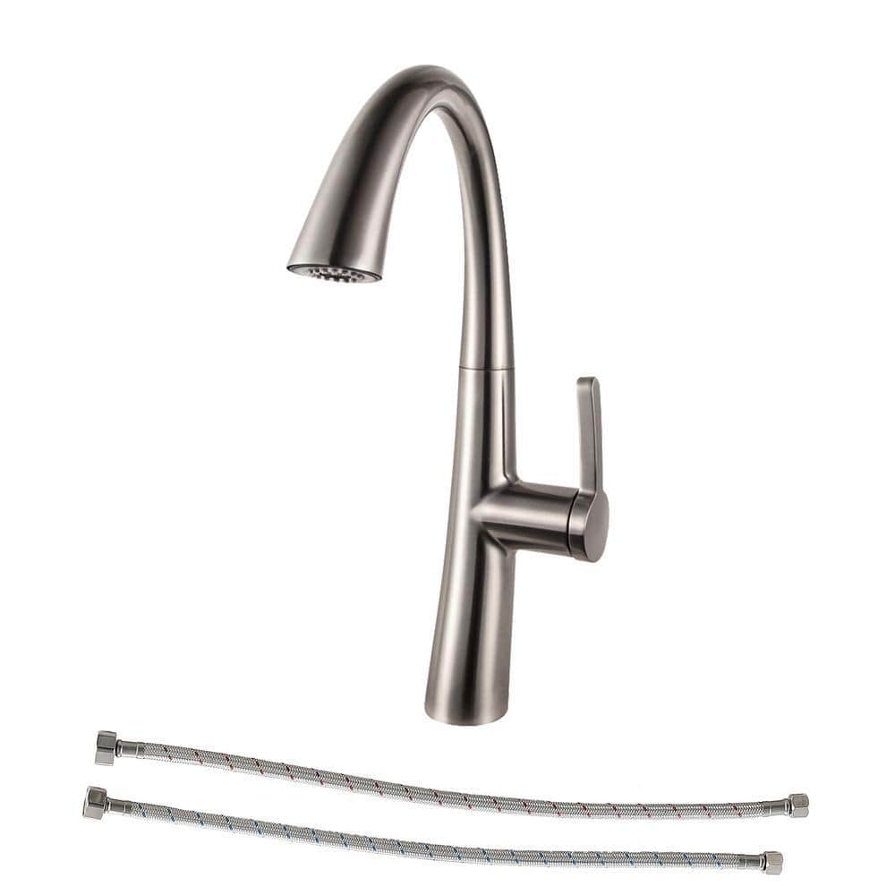 LORDEAR 1.8 GPM Single Handle Spring Pull Down Sprayer Kitchen Faucet ...