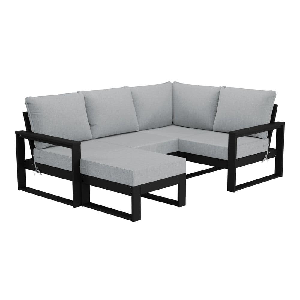 WESTIN OUTDOOR Endless Black Frame Light Gray Cushions Outdoor 5-Piece ...