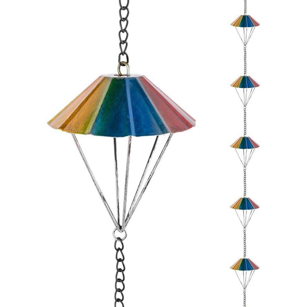 10 ft. Rain Chains for Outside, Colorful Parachute Shape Rain Catcher ...