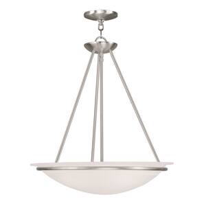 DSI LIGHTING Corbin 3-Light Brushed Nickel Shaded Pendant Light with ...