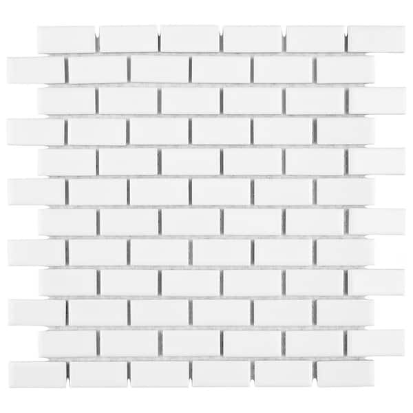 Merola Tile Hudson Subway White 6 in. x 6 in. Porcelain Mosaic Take ...