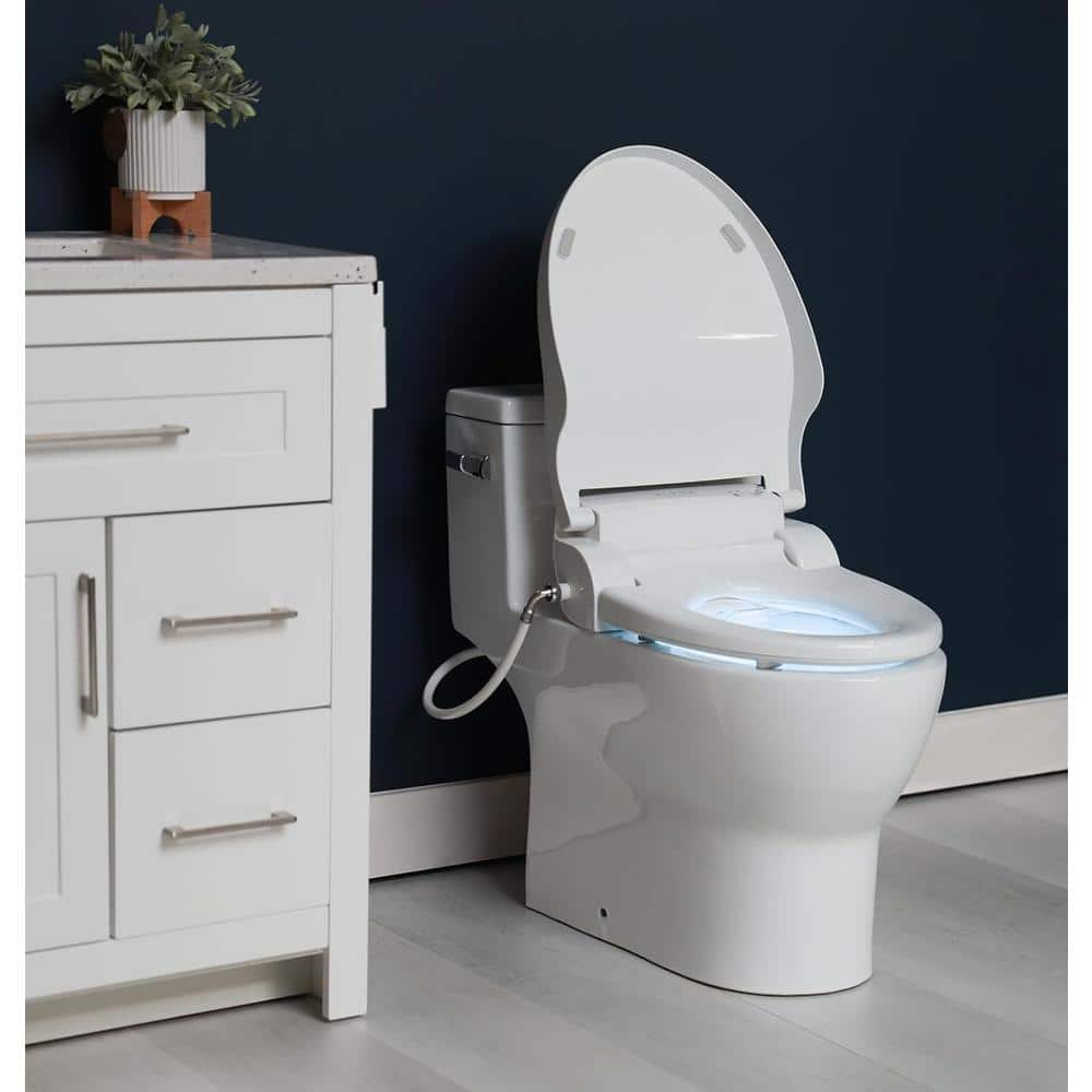 Alpha Bidet JX Electric Bidet Seat for Elongated Toilets in White JX-EW ...