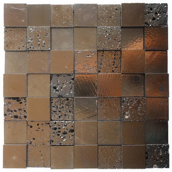 Ivy Hill Tile Deco Lava Blocks Bronze 4 in. x 0.24 in. Metallic Lava ...
