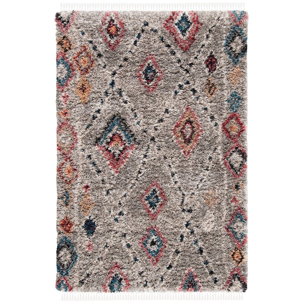SAFAVIEH Morocco 4 ft. x 6 ft. Gray/Multi Diamond Striped Area Rug ...