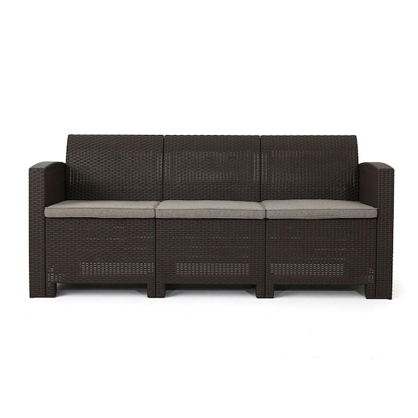 3-Seater Faux Wicker Rattan Outdoor Chaise Lounge Sofa with Water ...
