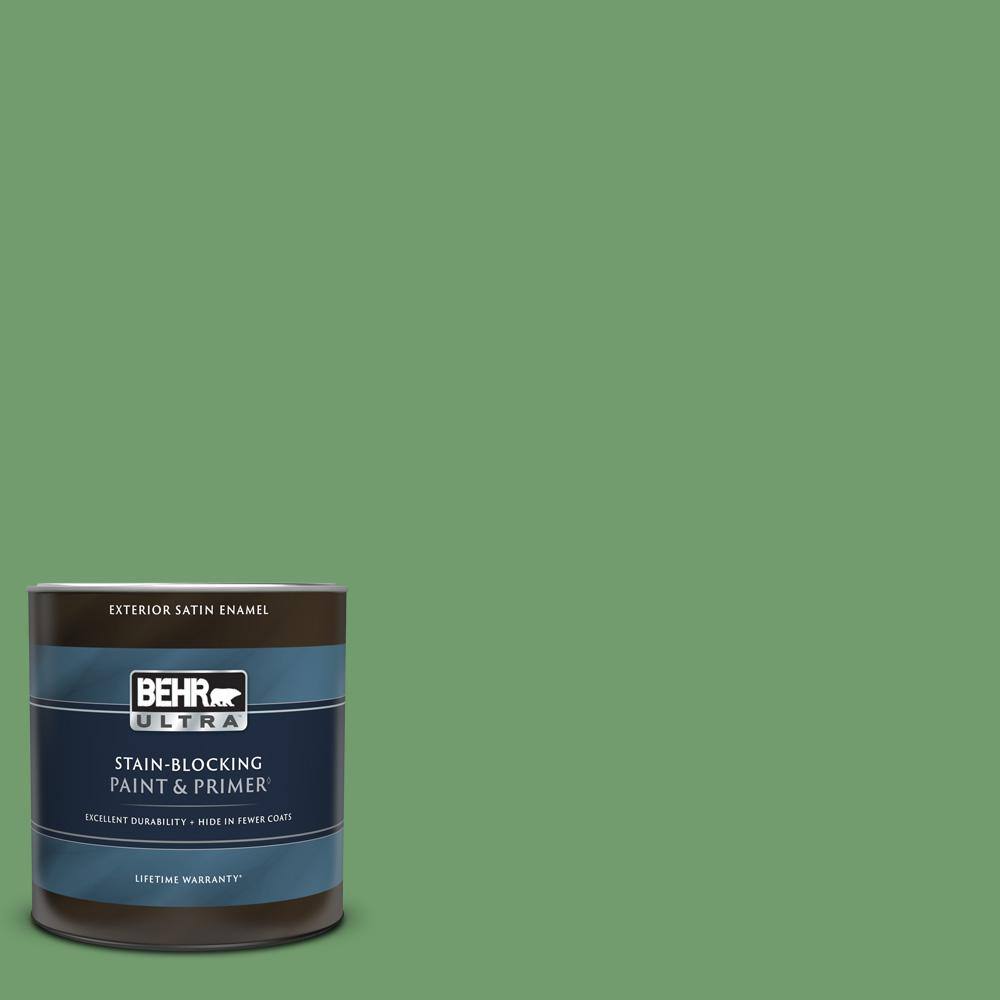 BEHR ULTRA 1 qt. #450D-6 Shire Green Satin Enamel Exterior Paint ...