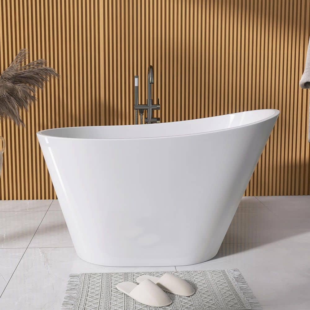 Getpro 51 in. x 27.56 in. Acrylic Flat Bottom Free Standing Bathtub ...