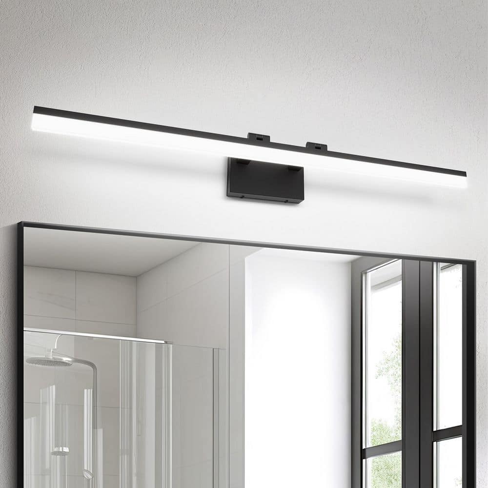 JUSHENG 39 in. 1 Light Black LED Vanity Light Bar with Dimmable 5500K ...