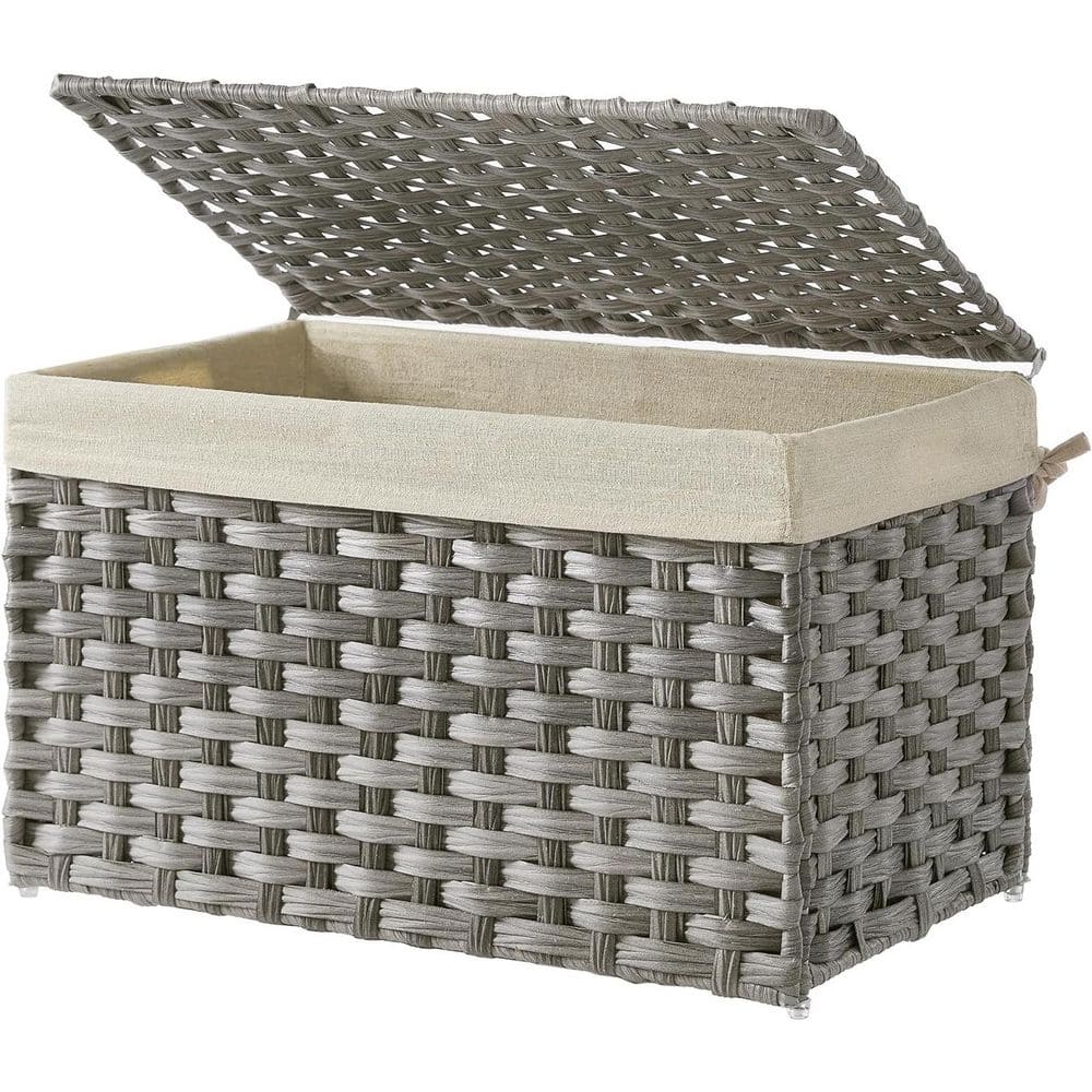 Gray 22 in. x 13.5 in. Polypropylene Decorative Basket Set of 1 with ...