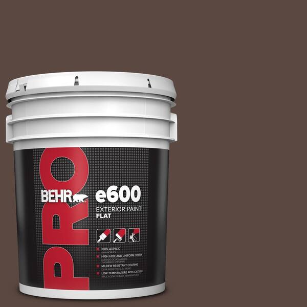 BEHR PRO 5 gal. #N170-7 Baronial Brown Flat Exterior Paint PR61305 ...