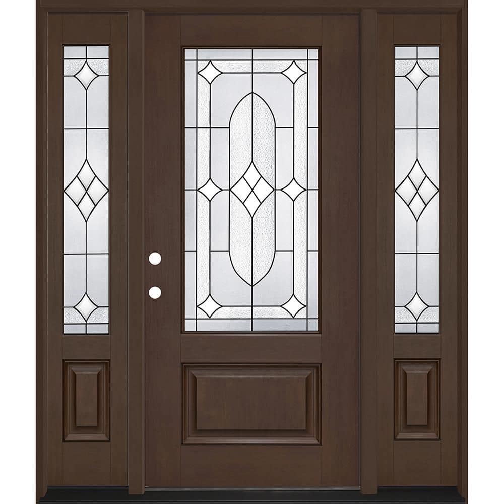 Steves & Sons Regency 64 in. x 80 in. 3/4L Axis Glass RHIS Hickory Mahogany Fiberglass Prehung ...