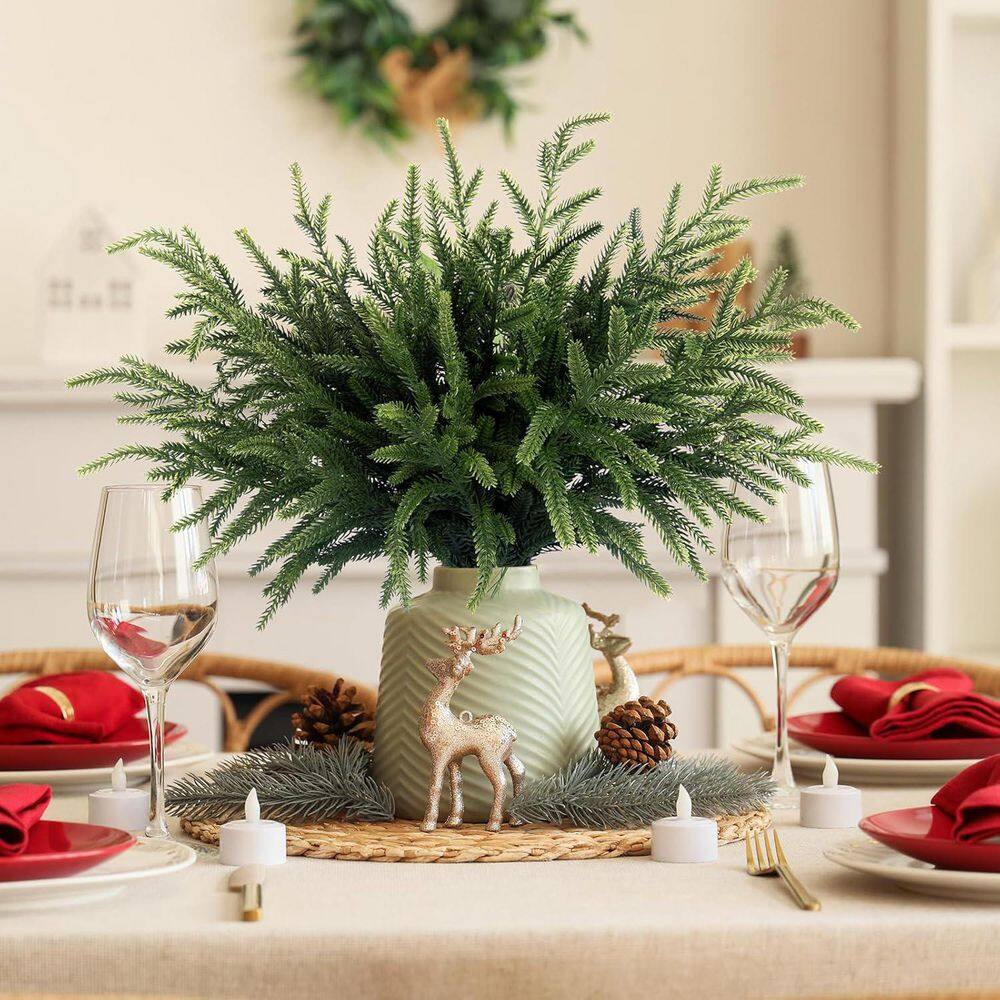 18 in. Real Touch Christmas Norfolk Pine Stems 16-Pcs, Artificial ...