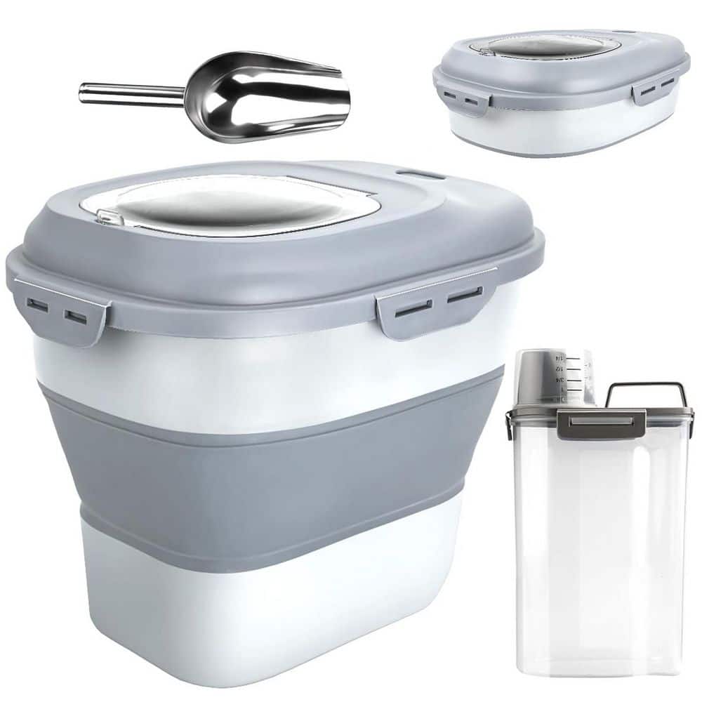Collapsible Airtight Pet Food Storage Container 13lb to 30lb with Flip ...