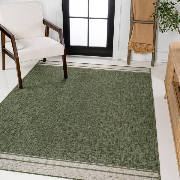 JONATHAN Y Alda Modern Minimalist Mingled Solid Green/Cream 8 ft. x 10 ...