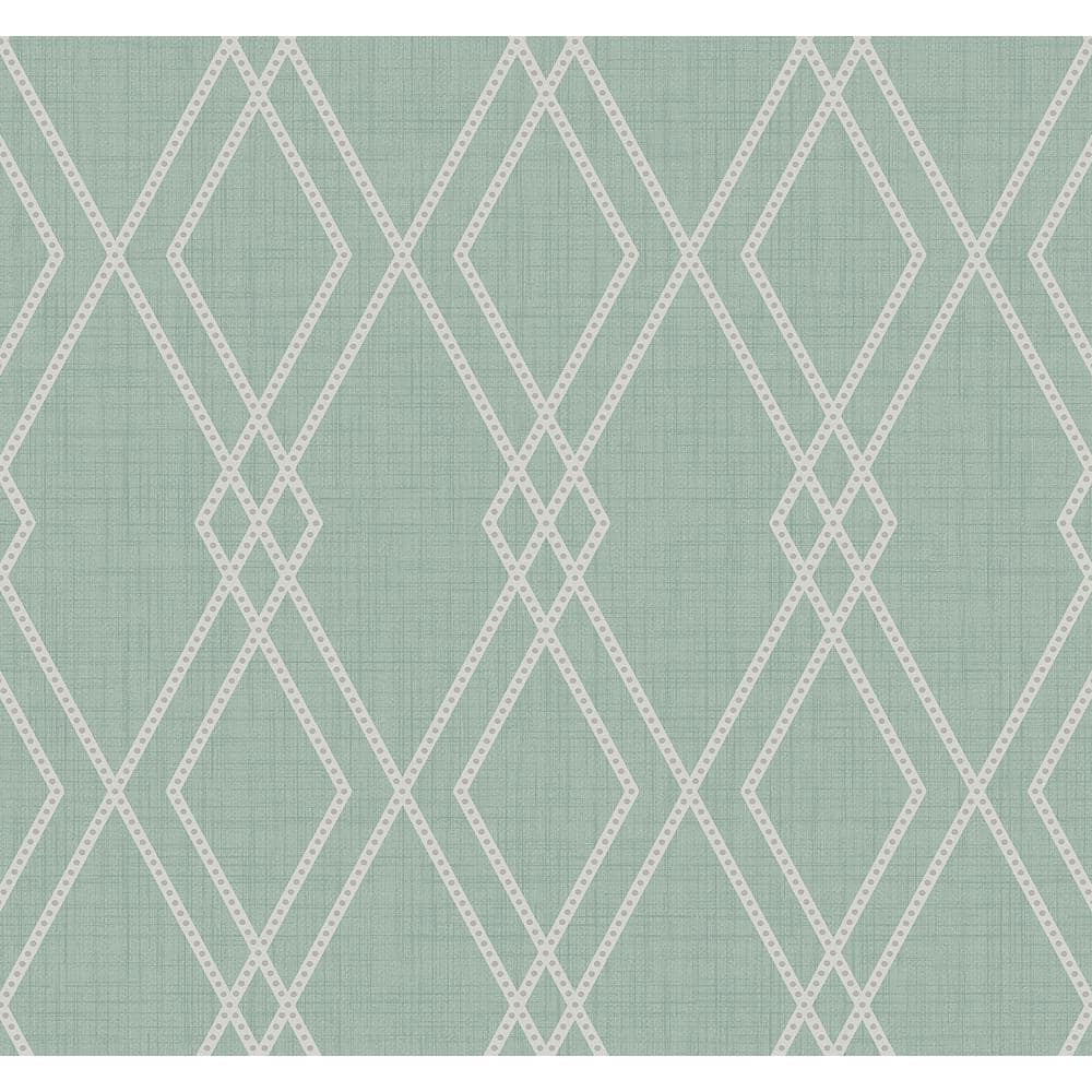 Seabrook Designs 60.75 sq. ft. Aloe and Metallic Silver Dorsey Diamond ...