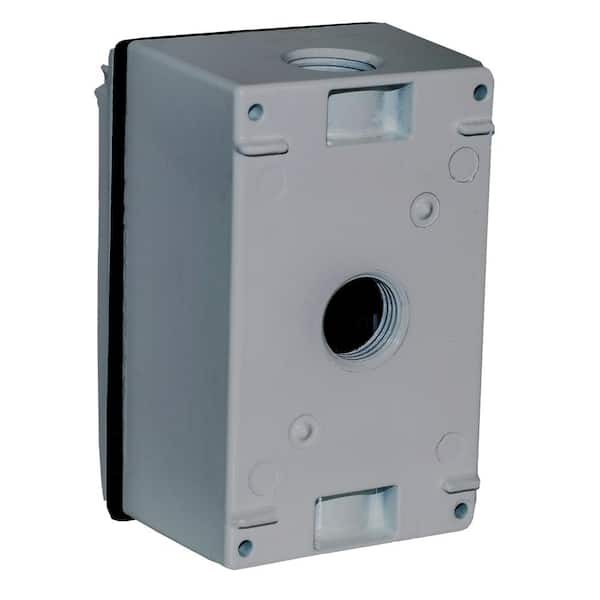 Commercial Electric 1-Gang Metal Weatherproof GFCI Receptacle Kit, Gray ...