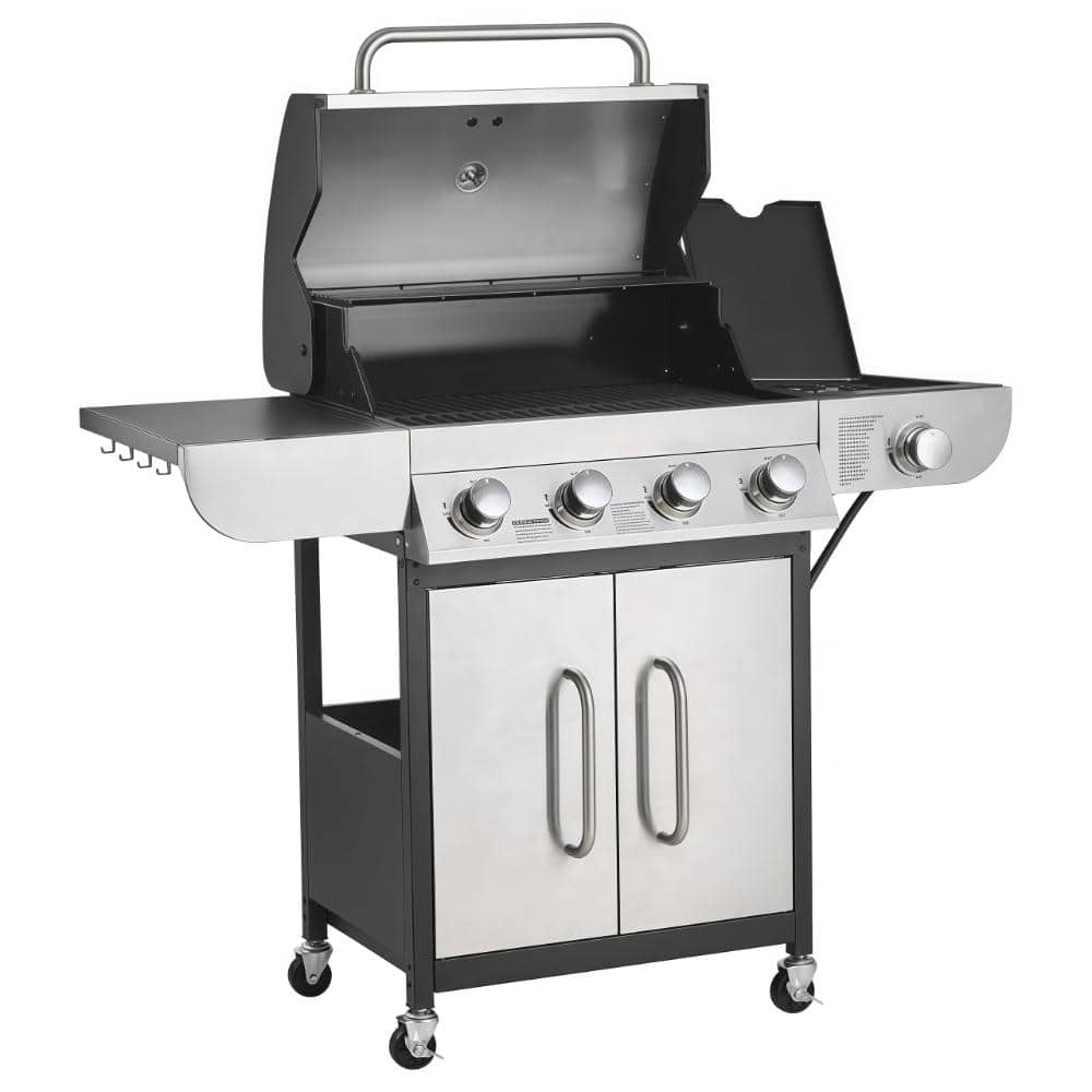 Upland 4 Burner Propane Gas Grill with Side Burner, 425 SQ.In,52,000 ...