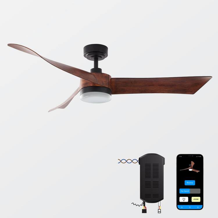 ProMounts 54 in. LED Indoor 3-Blade Reversible Smart Ceiling Fan with ...